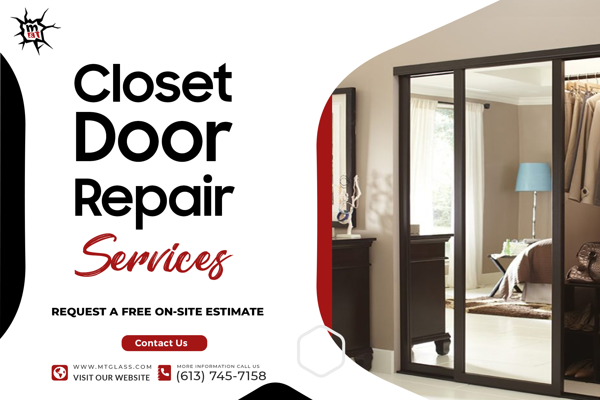 Closet Door Repair Services | M&T Glass Store - MT Glass